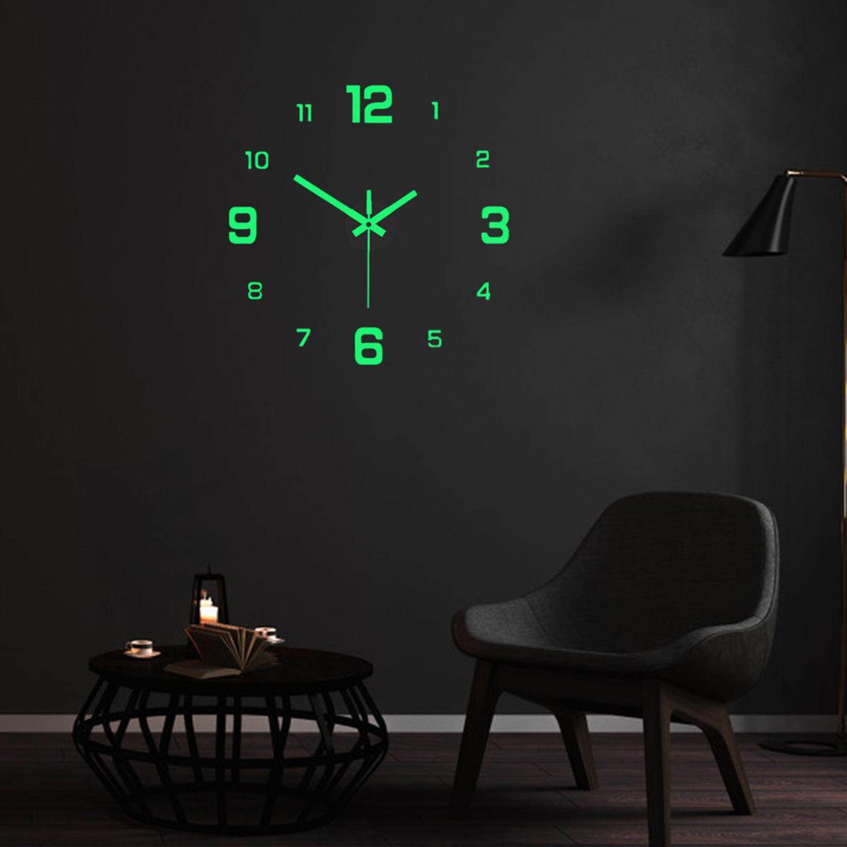 Luminous Frameless Wall Clock Stickers Wall Sticker with Numerals ...